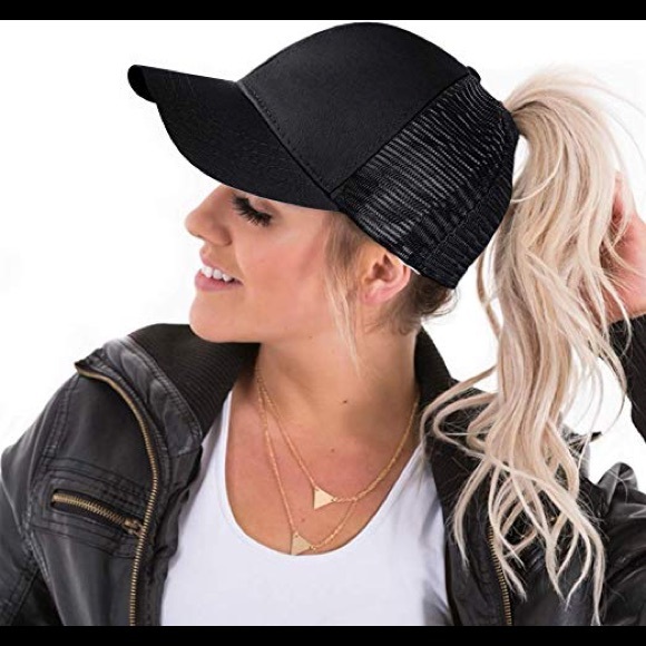 Accessories | High Ponytail Cap Black Glitter | Poshmark